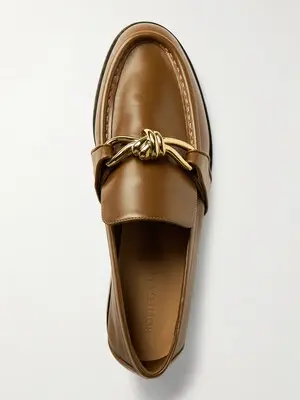 Bottega Veneta Astaire Embellished Leather Loafers - Brown