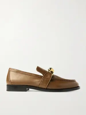 Bottega Veneta Astaire Embellished Leather Loafers Brown