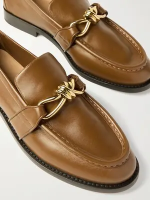 Bottega Veneta Astaire Embellished Leather Loafers - Brown