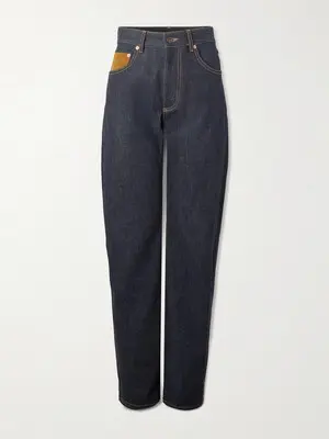 Bottega Veneta Intrecciato Suede-trimmed Jeans - Blue