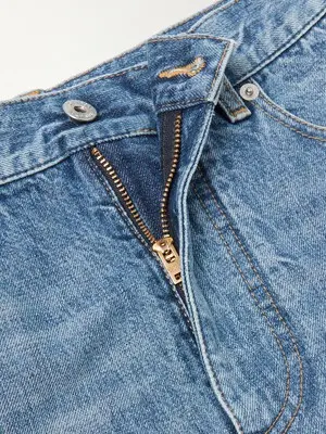 Bottega Veneta Suede-trimmed High-rise Straight-leg Organic Jeans - Blue