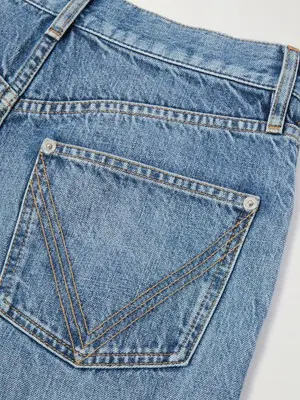 Bottega Veneta Suede-trimmed High-rise Straight-leg Organic Jeans - Blue