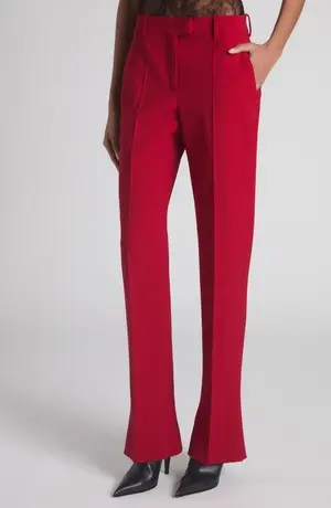 Alexander McQueen Pleated Straight Leg Wool Trousers
