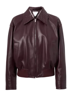 Bottega Veneta Intrecciato Leather Jacket - Red
