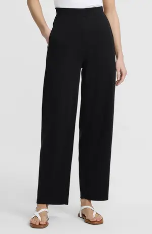 LANDS' END Sport Knit High Rise Barrel Ankle Pants - Black