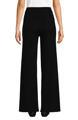 LANDS' END Fine Gauge Cotton Wide-leg Knit Pants - Black