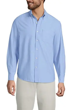 LANDS' END Traditional Fit Comfort-first Sail Rigger Oxford Shirt - Blue