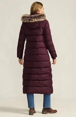 LANDS' END Down Maxi Winter Coat - Lush Burgundy