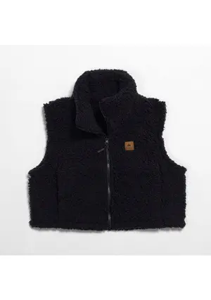 Turtle Fur Cropped High-pile Fleece Vest - Black
