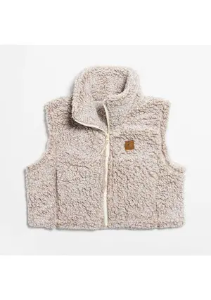 Turtle Fur Cropped High-pile Fleece Vest - Natural