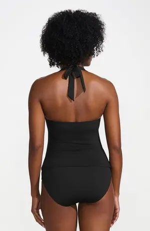 LANDS' END Twist Halter Tankini Top - Black
