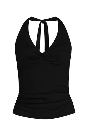 LANDS' END Twist Halter Tankini Top - Black