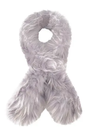 Gorski Genuine Shearling Knit Pull-through Scarf - Light Gray