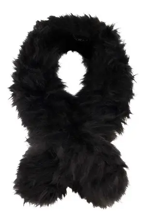 Gorski Knit Genuine Shearling Pull-through Scarf - Black