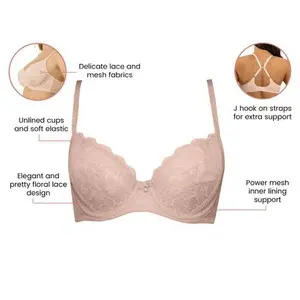 Parfait Luxlacy Full Coverage Sweetheart Unlined Wire Bra - Desert Flower