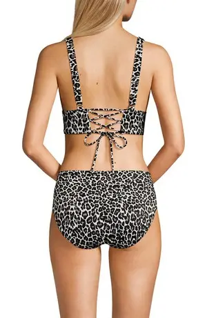LANDS' END Plunge Bikini Top - Black Leopard