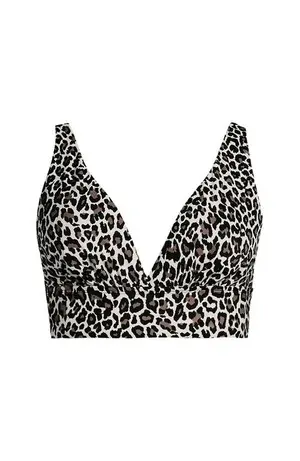LANDS' END Plunge Bikini Top - Black Leopard