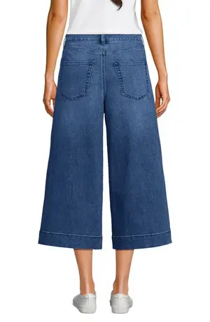 LANDS' END Denim Mid Rise Wide Leg Culottes