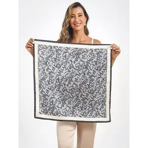 SILKSILKY Pure Silk Printed Square Scarf - Black