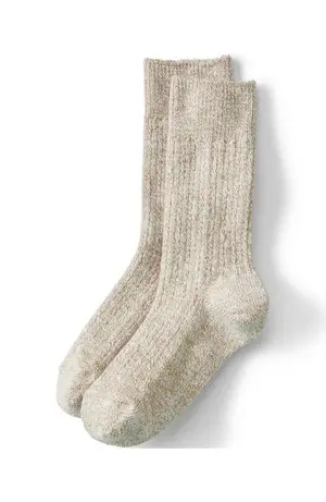 LANDS' END Marl Crew Socks Honey Beige