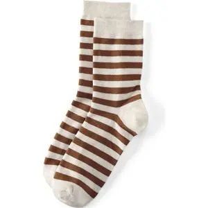 LANDS' END Novelty Crew Socks - Brown Stripe