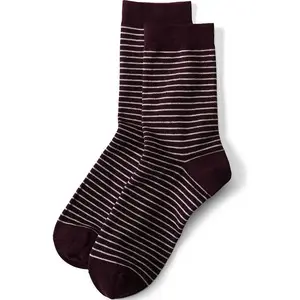 LANDS' END Novelty Crew Socks - Lush Burgundy Stripe