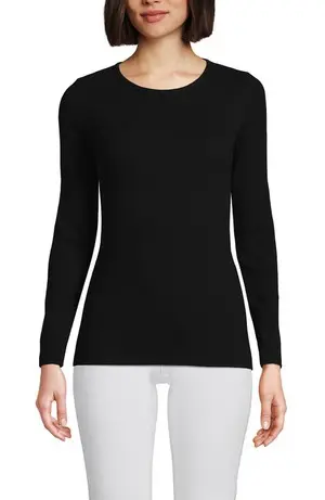 LANDS' END Cotton Rib T-shirt - Black