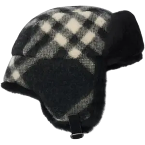 Burberry Check Wool Trapper Hat - Black