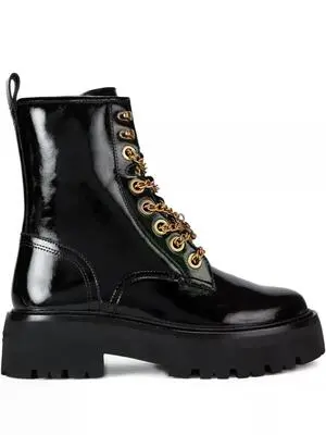 Women's Patent Leather Combat Boots