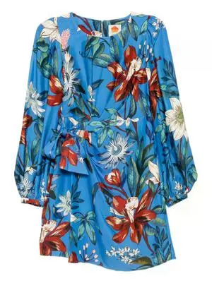 Farm Rio Surreal Flowers Wrap Dress - Blue