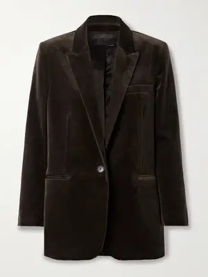 NILI LOTAN Diane Cotton-blend Velvet Blazer