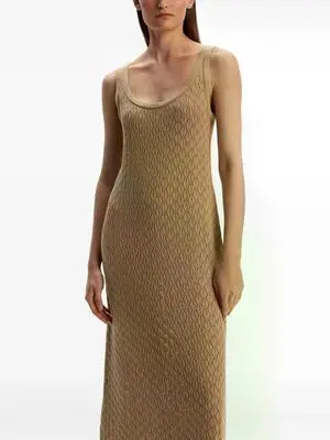 12 STOREEZ Knit Diamond-pattern Maxi Dress