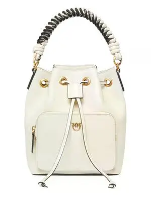 Pinko Braided-handle Bucket Bag - White
