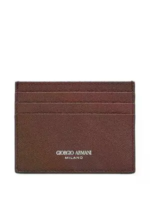 Giorgio Armani Leather Card Holder - Brown