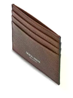 Giorgio Armani Leather Card Holder - Brown