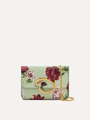 Oscar De La Renta Peony Printed Saffiano Leather Pochette - Multi