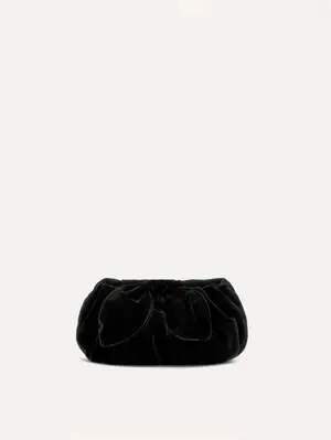 Oscar De La Renta Mini Velvet Bow Clutch - Black