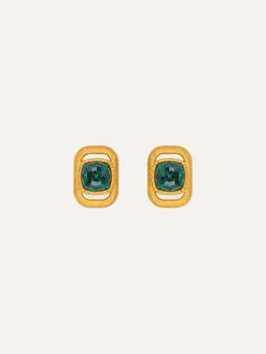 Oscar De La Renta Crystal Stud Earrings - Green