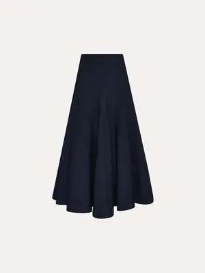 Oscar De La Renta Flared Stretch Wool Skirt