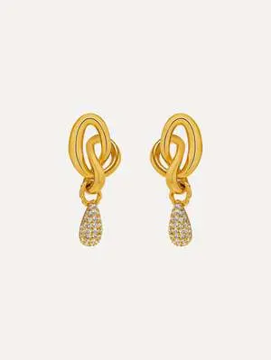 Oscar De La Renta Pav O Knot Drop Earrings - Gold