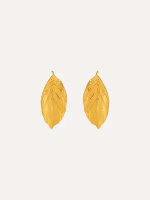Oscar De La Renta Small Leaf Earrings - Gold