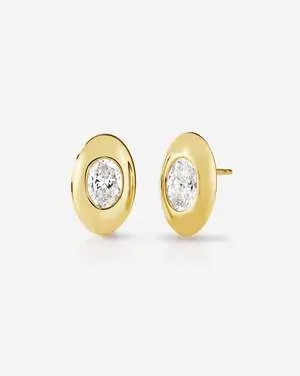 Ring Concierge Framed Oval Lab Diamond Stud Earrings - One-color