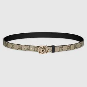 Gucci Reversible Gg Marmont Thin Belt - Beige