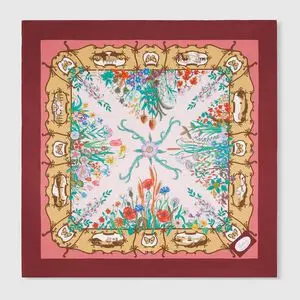 Gucci Printed Silk Twill Carr - Bordeaux