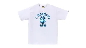 A BATHING APE Abc Camo College Tee Shirt - White/blue