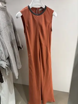 Brunello Cucinelli Paneled Midi Dress - Terracotta