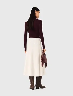 Maje Polyester Cable-knit Midi Skirt - Ecru