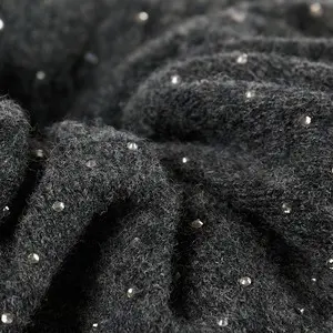 Sandro Rhinestone Knit Scrunchie - Charcoal Grey
