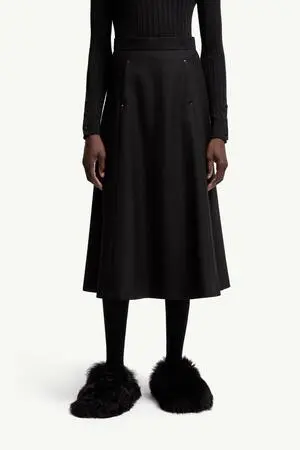 Moncler Mouliné Wool Midi Skirt - Black