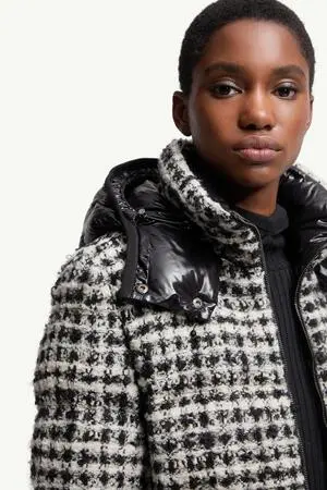 Moncler Andronne Tweed Hooded Down Jacket - Multicolor
